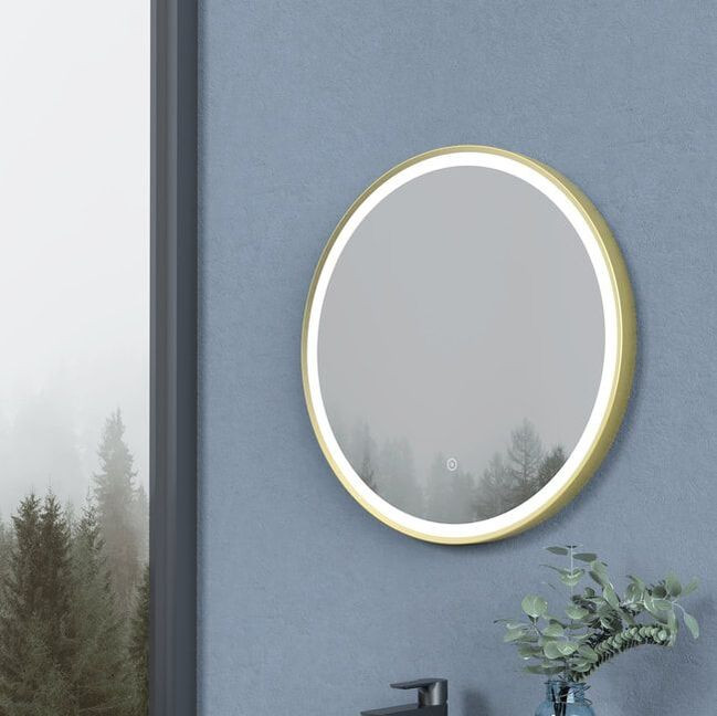 SN-16 Brushed Brass Round LED Mirror :: thetileguys.ie